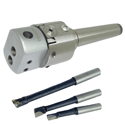 PRECISION ADJUSTABLE BORING HEAD 1.5'' WITH MT2 Shank & 3pcs Carbide ...