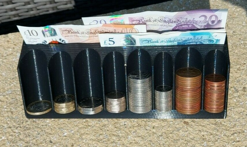 COIN & NOTE CASH ORGANISER MONEY BUDGET STORAGE BANK GBP POUND DESK ...