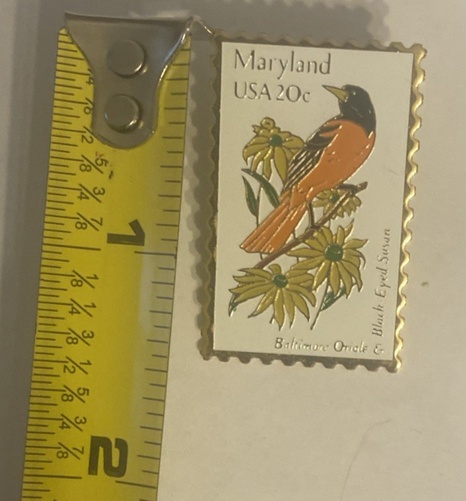 Vtg Maryland State Bird & Flower Lapel Pin Baltimore Oriole USPS Black ...