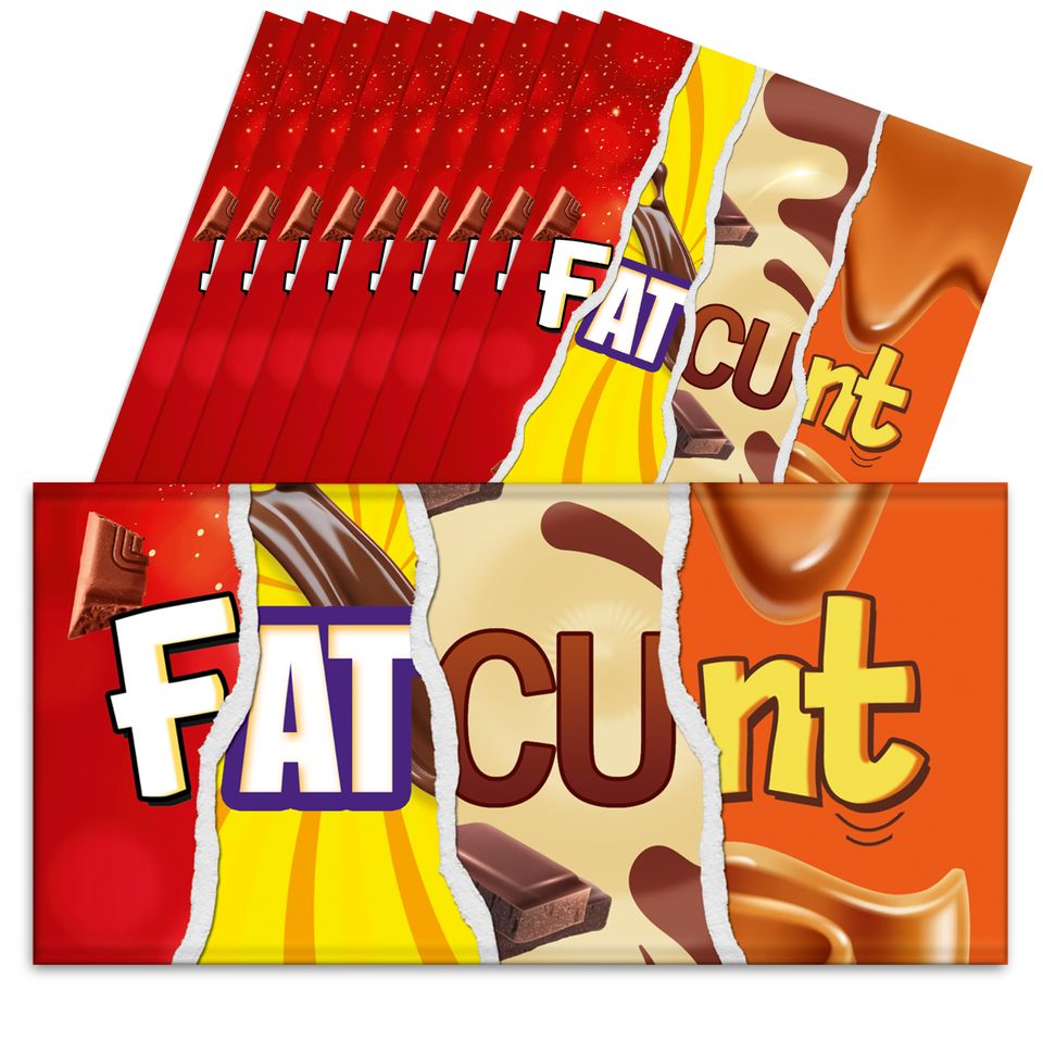 10x FAT C#NT Chocolate Bar Wrappers Fun Prank Gift Secret Santa Funny ...
