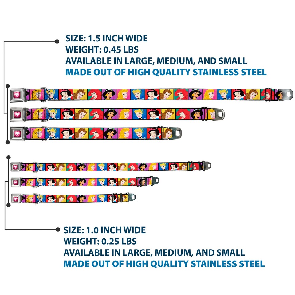 Dog Collar DYDE-Princess Gem Heart Full Color Black/Pink Disney ...