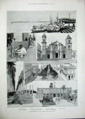 Original Old Antique Print 1896 Insurrection Cuba Havana Cathedral ...
