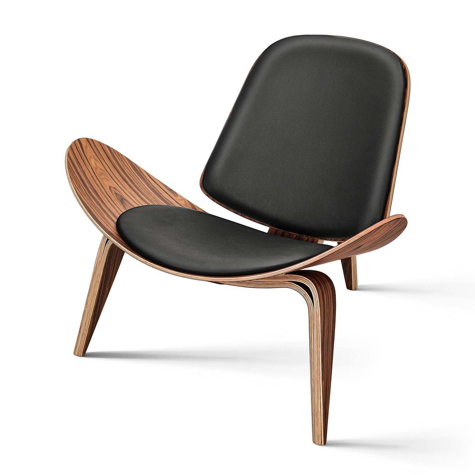 Lounge Chair Replica Shell Chair Tripod Lounge Chair Wood with PU ...