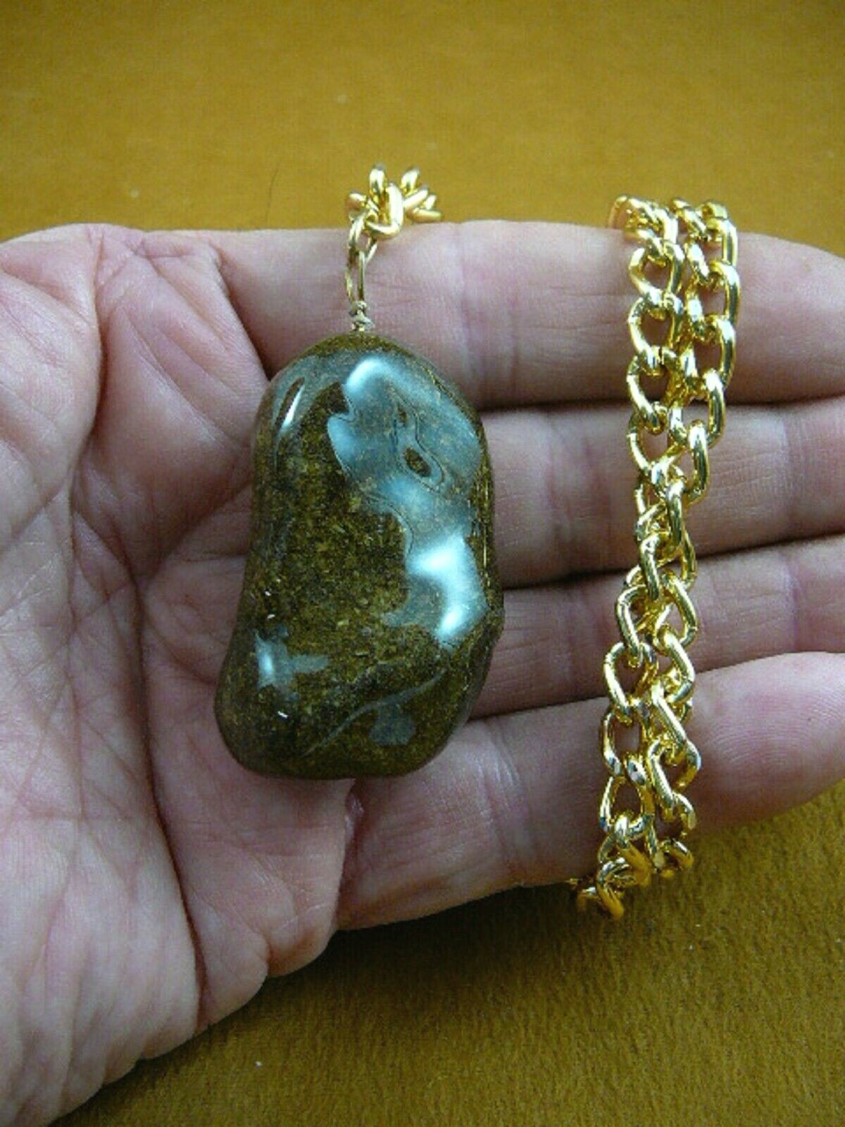 PP32-11 Real MOOSE jumbo POOP doo doo nugget bead gold alum chain ...