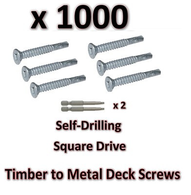 1000 x Self Drilling Decking Screws Galv 10g x 60mm Timber to Metal ...