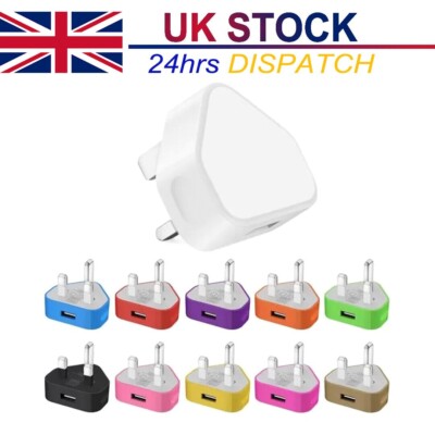 3Pin USB Mains Wall Plug for Mobile Phone Power Adapter 1.0A iphone USB ...