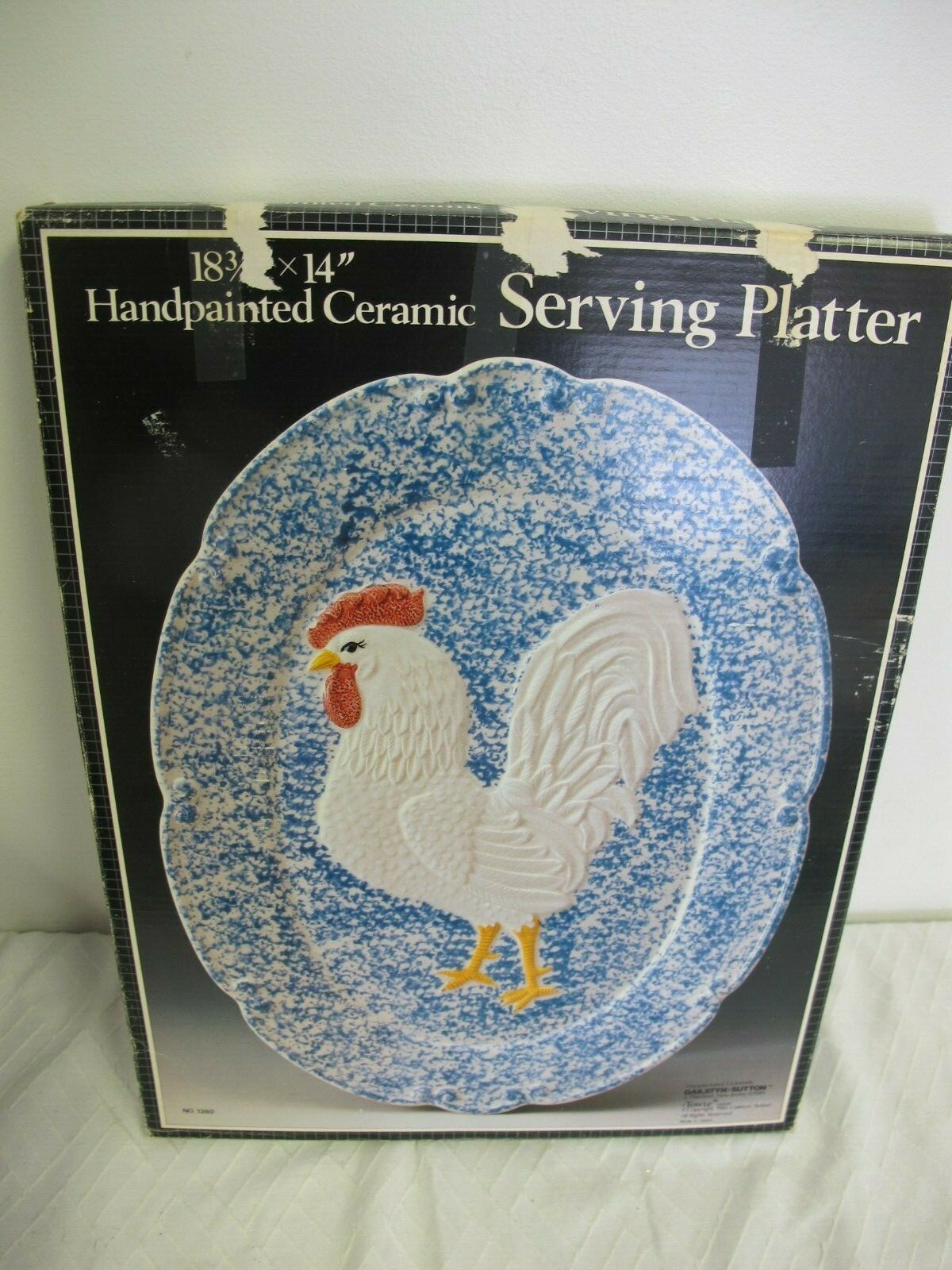VINTAGE CHICKEN ROOSTER CERAMIC PLATTER GAILSTYN-SUTTON TOWLE JAPAN BLUE SPONGE | eBay Australia