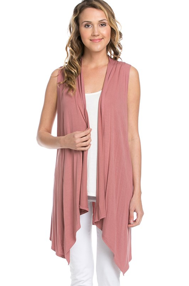 Womens Sleeveless Solid Cardigan Asymmetrical Hem Open Front Wrap Drape ...