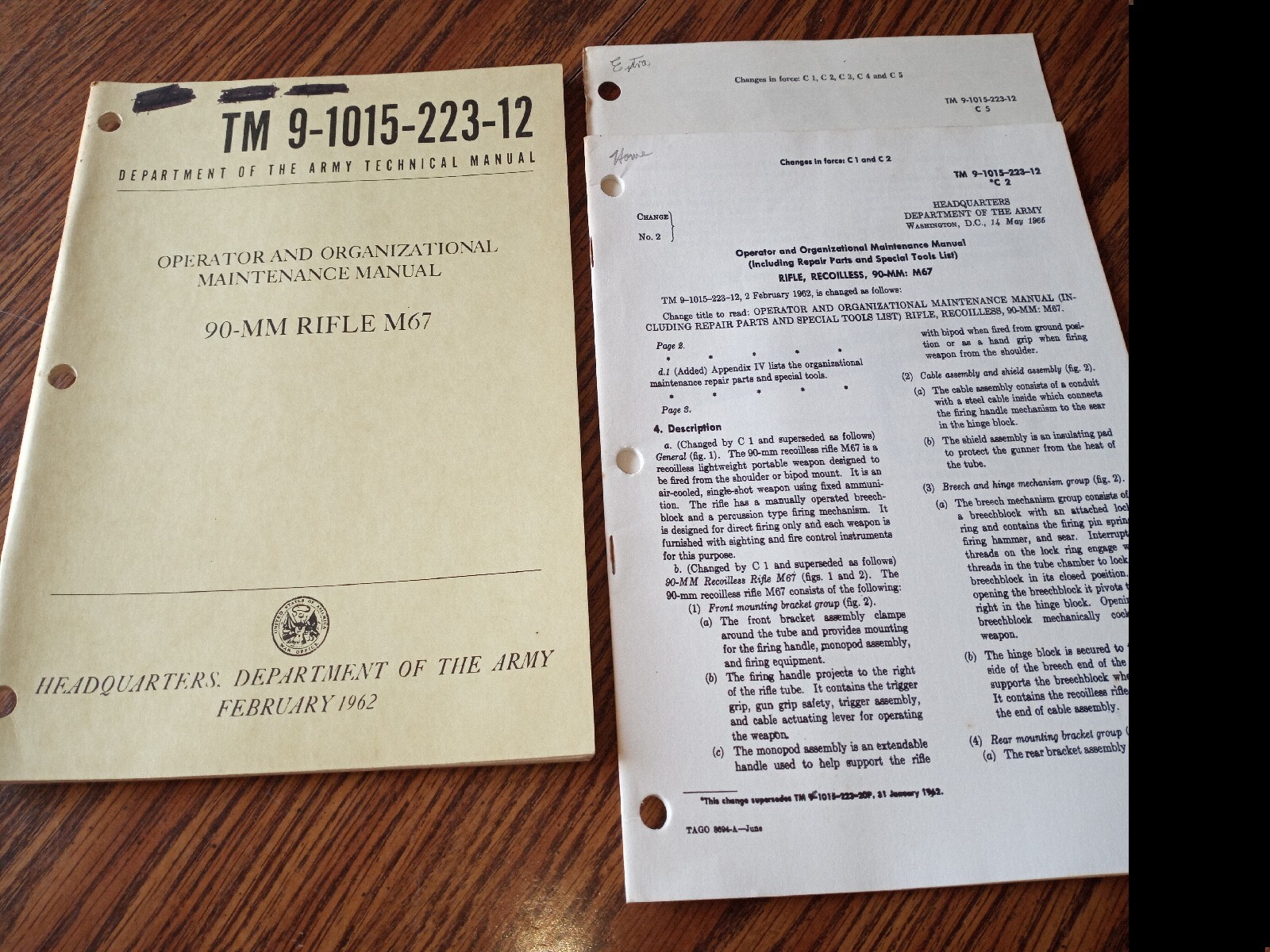 ARMY MANUAL~90-MM RIFLE M67~ TM 9-1015-223-12 (1962) C2,5 | eBay