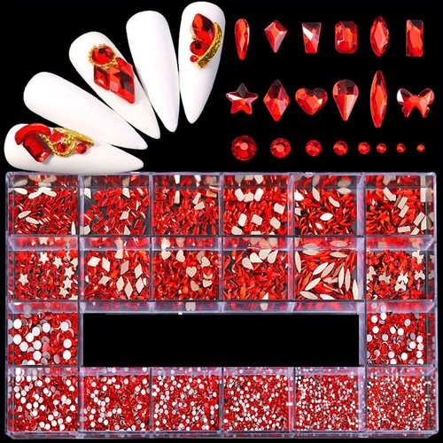 3000PCS Mix DIY Crystals Nail Set Flat Rhinestones Gem Bling Diamante ...