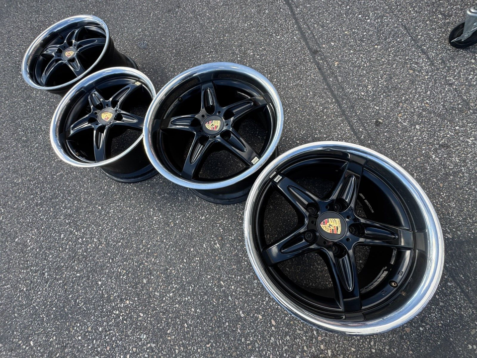 18" PORSCHE MODA 911 993 964 CUP BLACK FACTORY STOCK 5X130 WHEELS RIMS ...