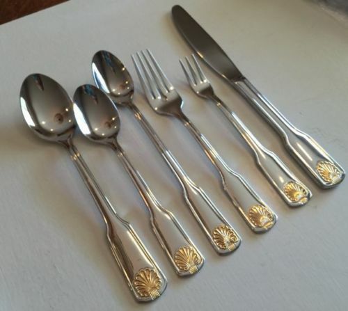 CAMBRIDGE - FLATWARE SILVERWARE *SHELL GOLD ACCENT* YOU CHOOSE PIECE ...