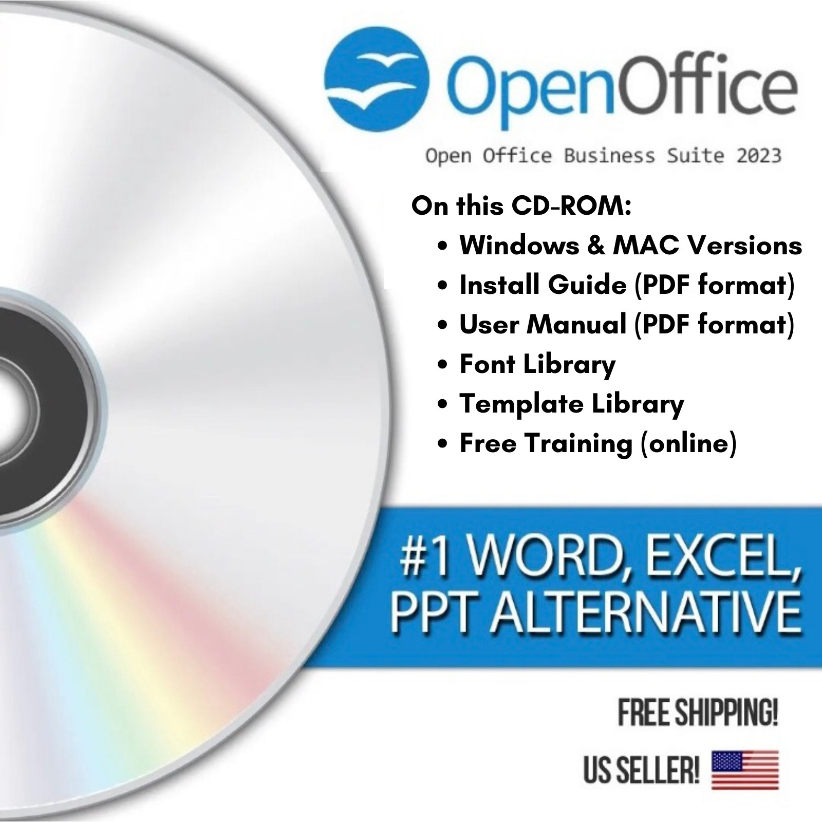 Open Office 2023 | Word Processor, Slide Show, Spreadsheet Software Suite | CD | eBay