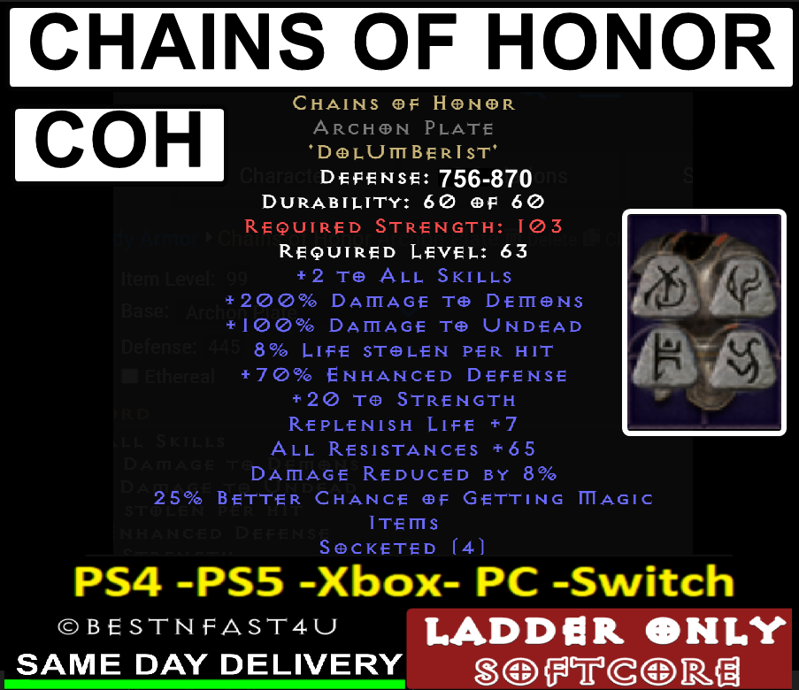 S6 LADDER COH AP Chains of honor PC-XBOX-PS4-PS5-PSN- SWITCH Diablo 2 ...