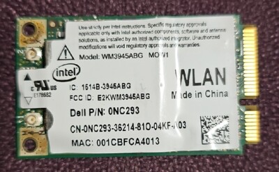 Dell 0NC293 WM3945ABG Dual Band Wireless WiFi PCI-E Mini Card WLAN | eBay