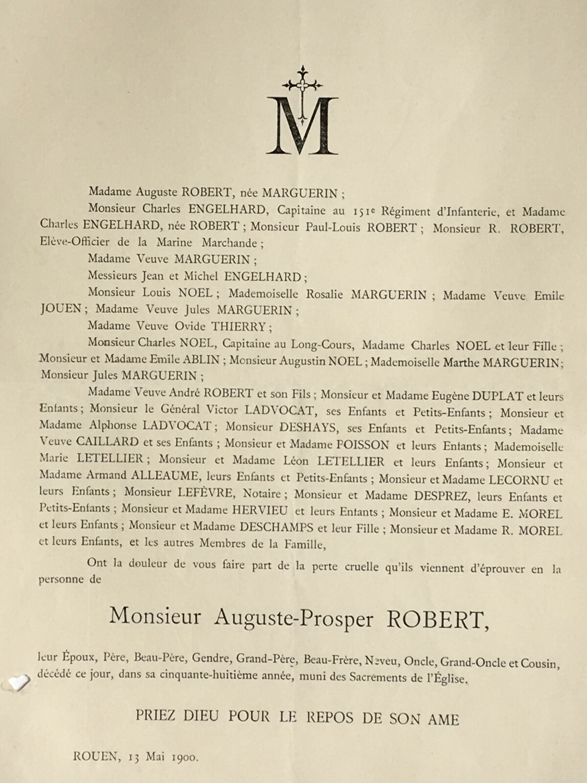 Auguste Robert Marguerin Engelhard Faire Part Ladvocat Alleaume Hervieu ...