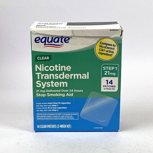 Equate 21mg Nicotine Transdermal System Step 1 Clear Patches 14 Ct | eBay