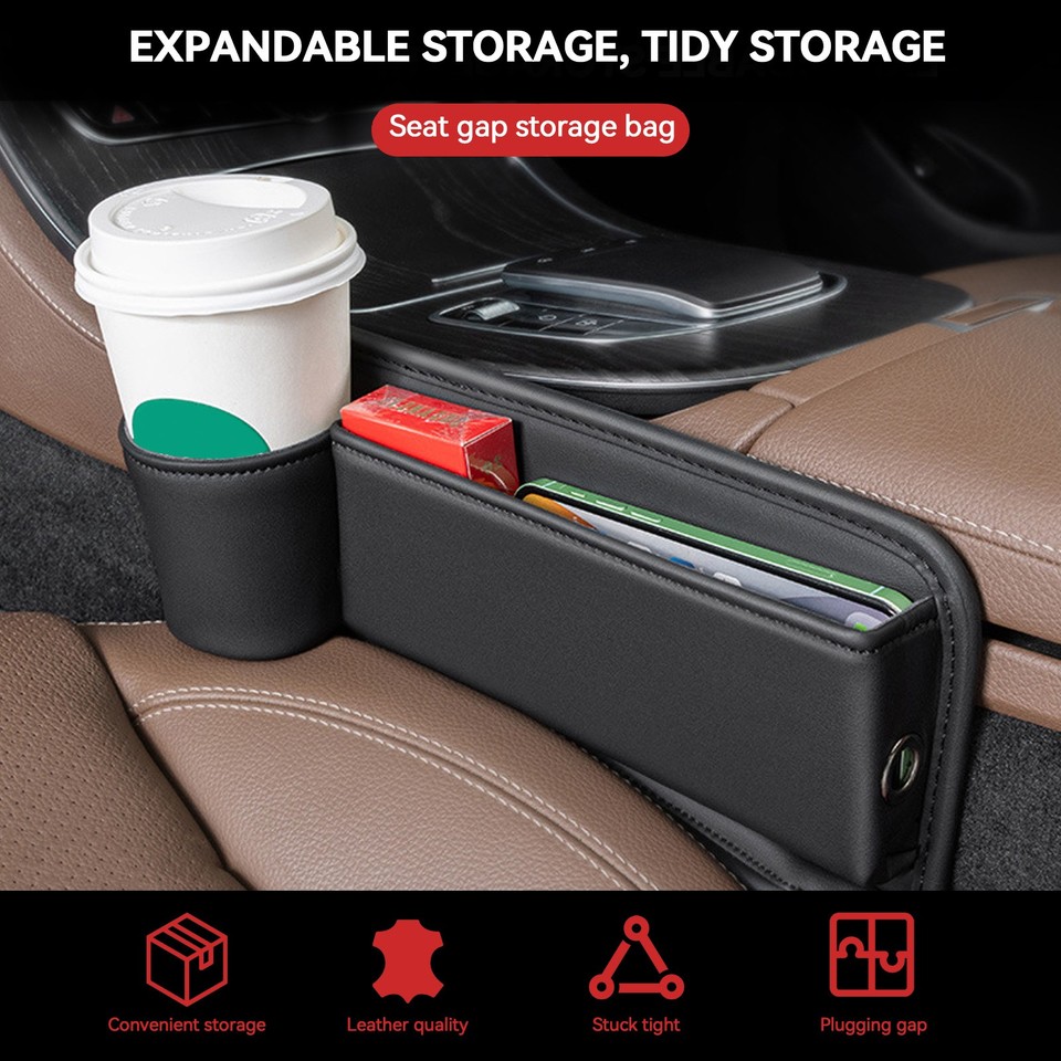 Driver Side Leather Car Seat Organizer Box Gap Storage Pocket Holder ...