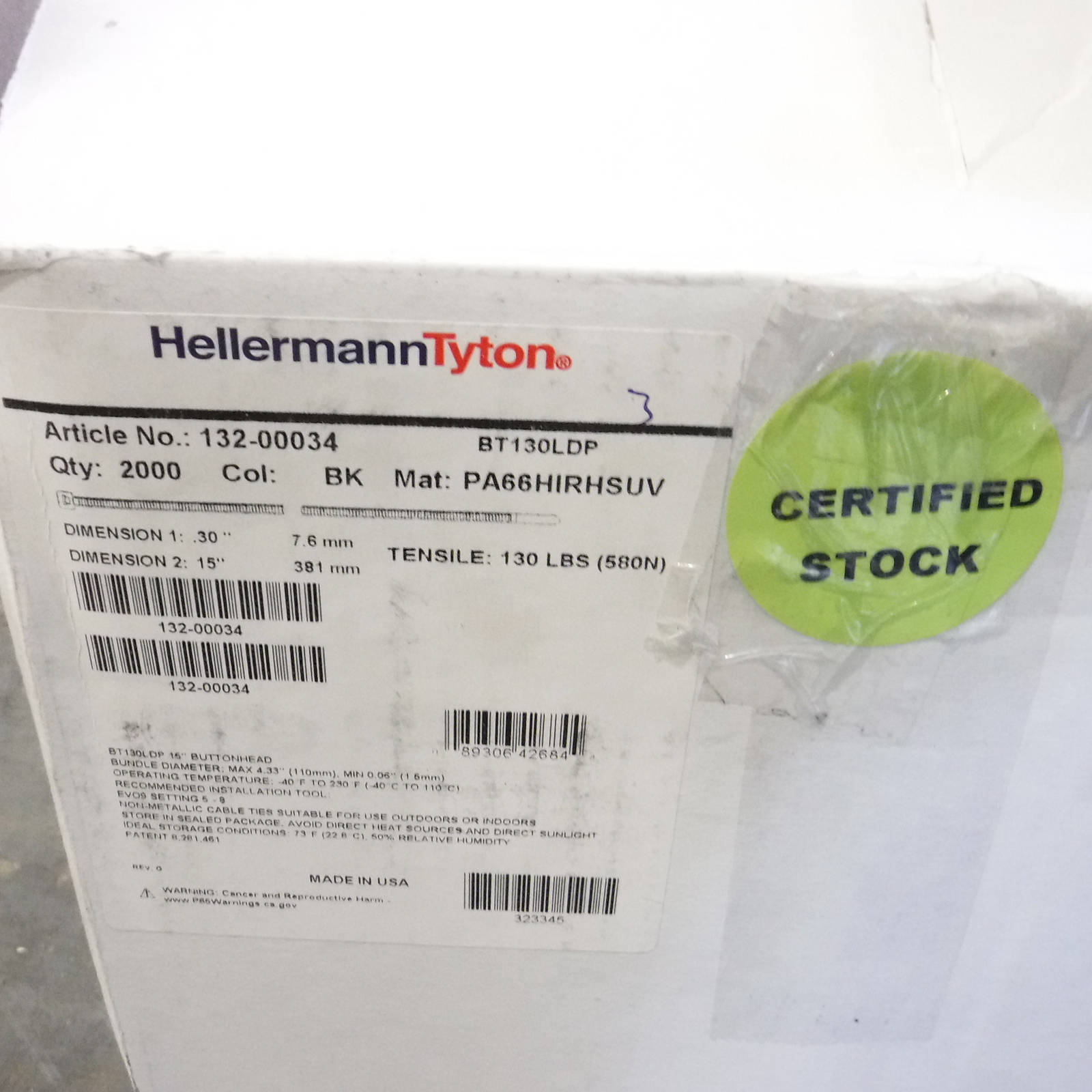 2000pk HellermannTyton Button Head Cable Tie - 132-00034 - Black | eBay