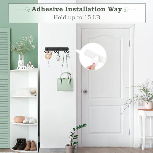 HOMEBROS Key Holder Wall Mount Key Hanger with 3 Double Key Hooks Small ...