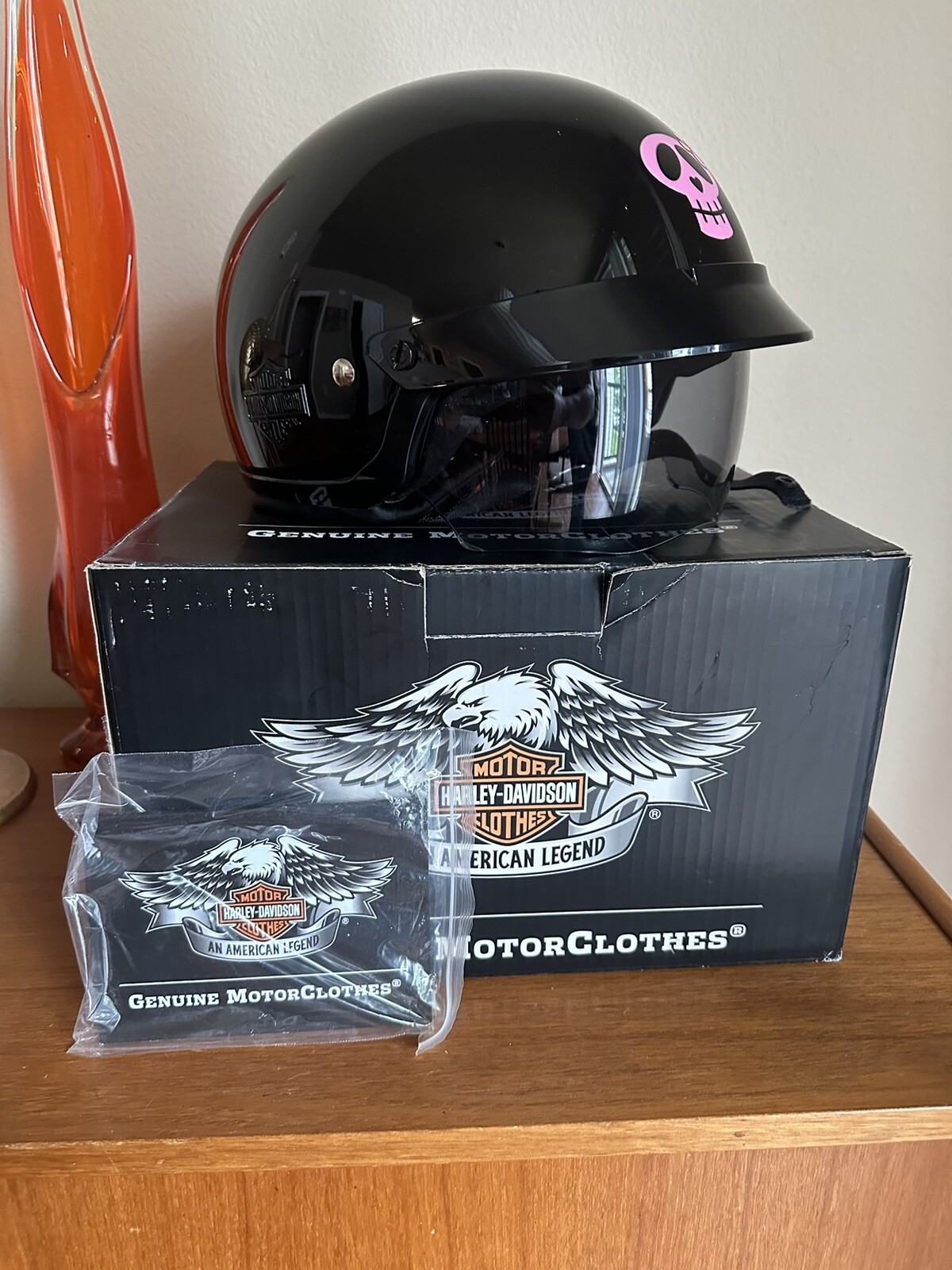 Harley Davidson 1/2 Helmet W/Sun Shield & Bag 98212-10VM/000S Small | eBay