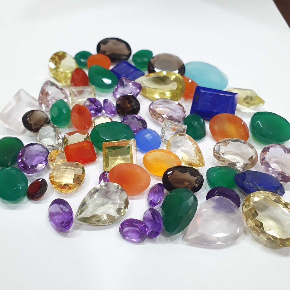 100 Carats+ Natural Mix Faceted Gemstone Mix Size Faceted Loose ...