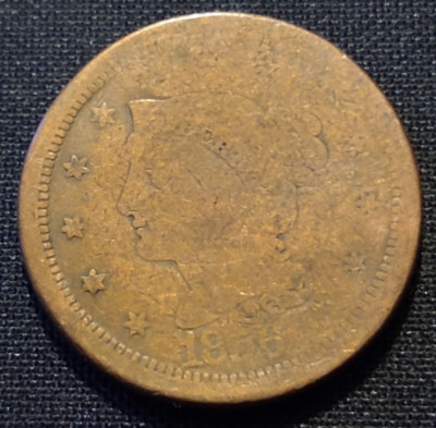 1856 slanted 5 braided hair large cent vg f details smashed copper type ...