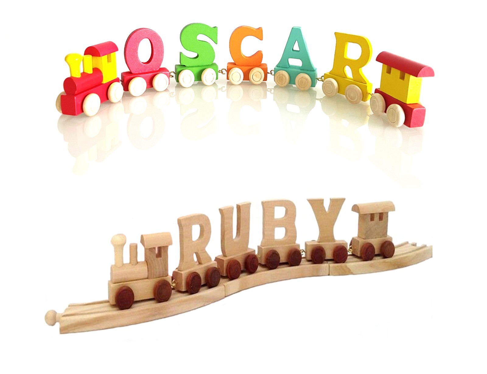 Color Wooden Name Train Letters Personalised Name Train as Children ...