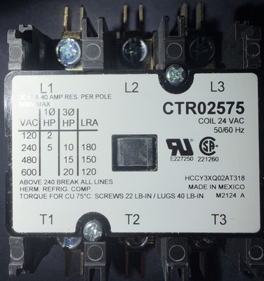 Trane CTR02575 Contactor 3 Pole 30A 24VAC | eBay