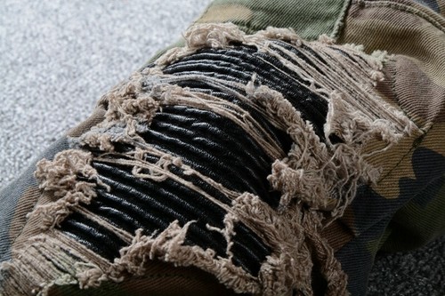 Mens Camouflage Skinny Ripped Jeans Trousers Army Stretch Frayed Pants ...