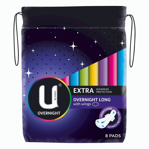KOTEX U MAXI PADS OVERNIGHT LONG 8 UBK FEM U/THIN OVERNGHT PKT BY EXTRA ...