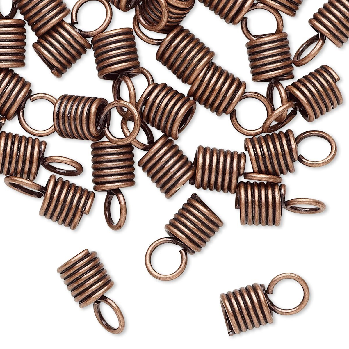Coil Cord Ends, 40 Antiqued Copper Plated Steel 11x5.5mm with 4mm ID ...