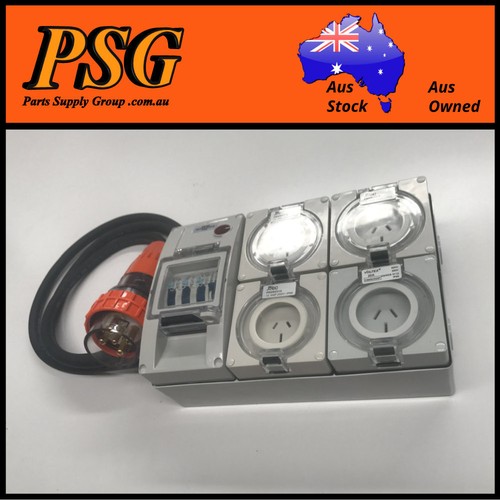 Portable Power board 32 Amp 3 phase 5 pin supply to 240v RCBO outlet ...