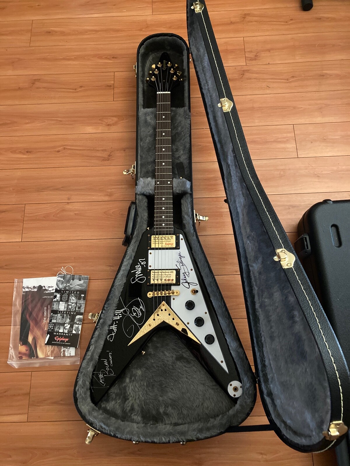 Skid Row Autographed Epiphone 58 Style Korina Flying V = Signed in 2007 ...