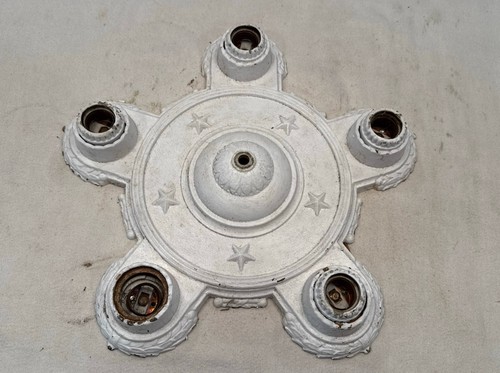 Antique Art Deco 5 Light Cast Iron Ceiling Light Fixture Flush Mount ...
