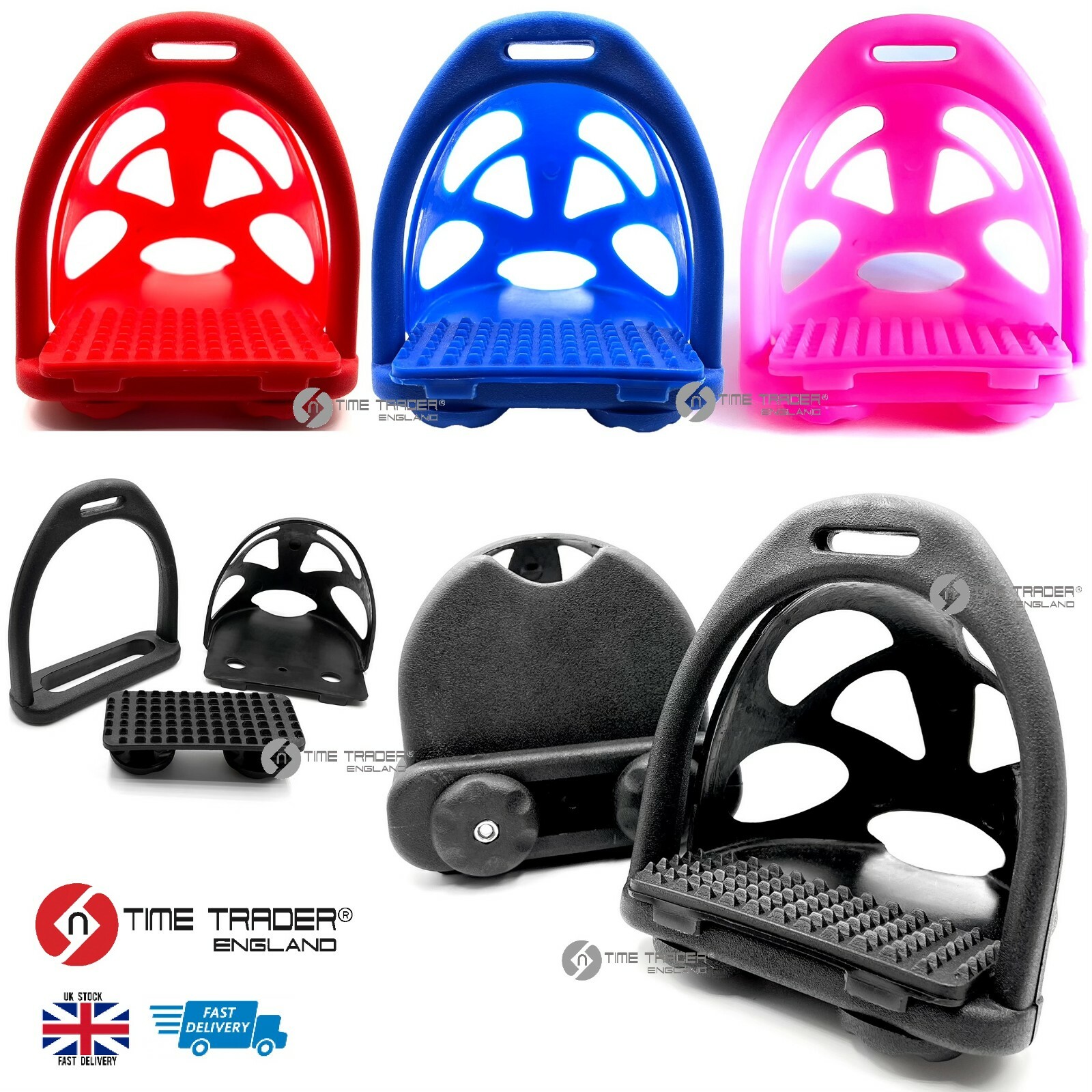 Pair of Safety Toe Cage Stirrups Durable Plastic Lightweight UK STOCK ...