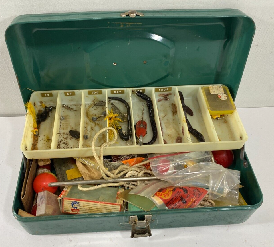1950’s Vintage Victor Atco Green Metal Tackle Box Lititz, Pennsylvania ...