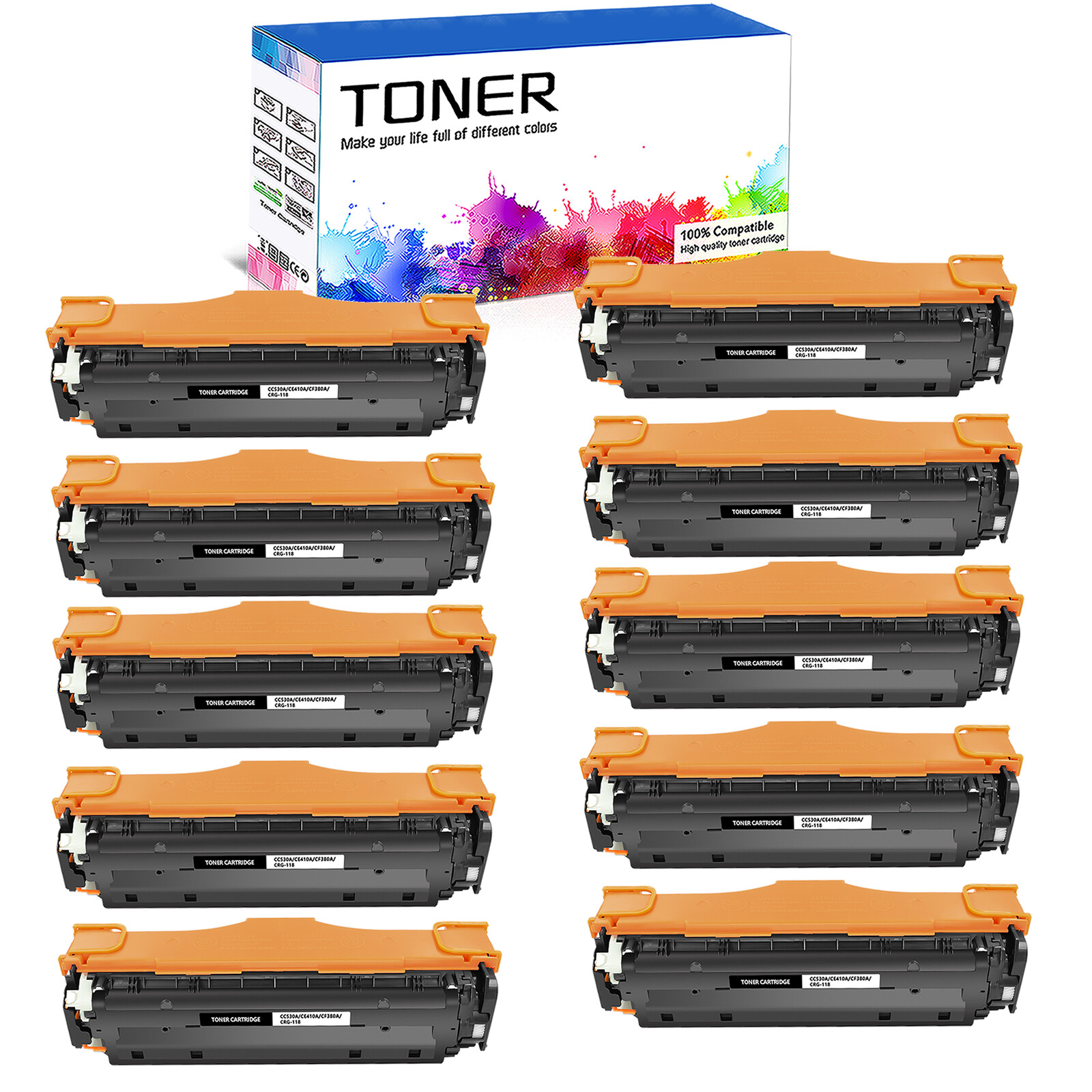10 PK - BLACK CE410A Toner for HP 305A LaserJet Pro 400 Color M451dw ...
