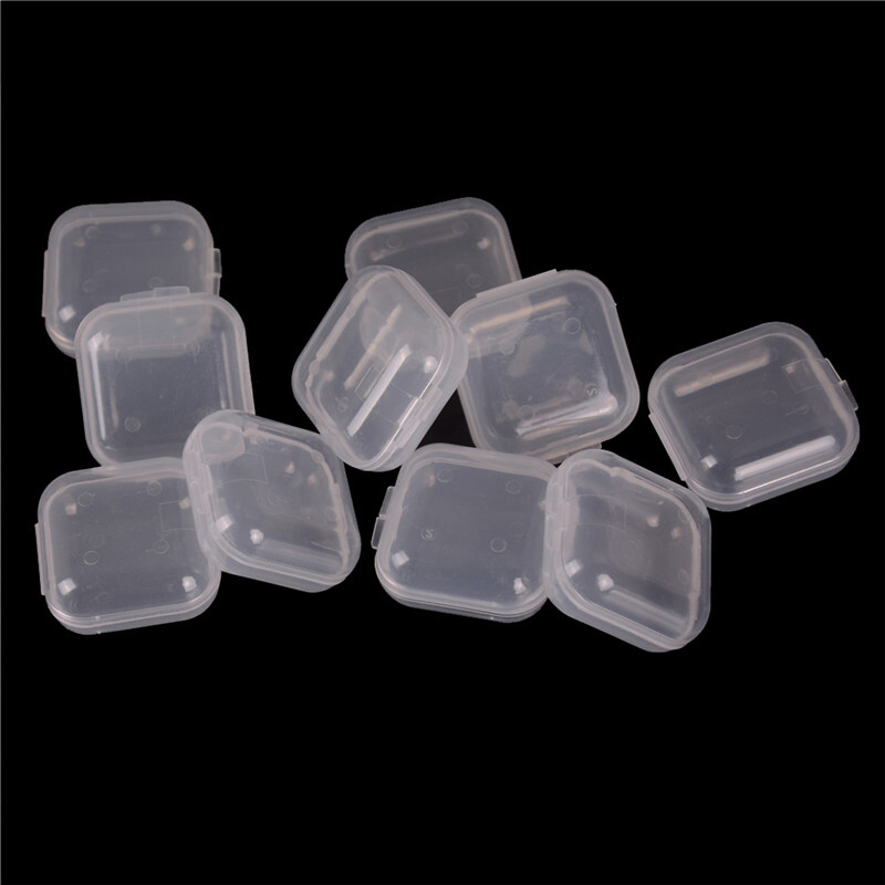 10Pcs Mini Clear Plastic Small Box Jewelry Earplugs Container Storage ...