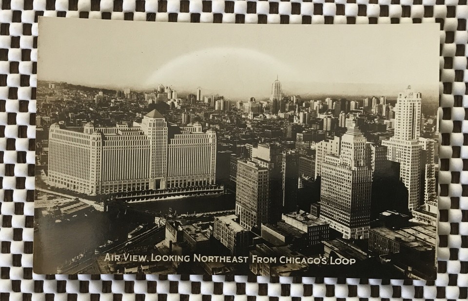 LOT OF 10 RPPC ~ 1930s CHICAGO ILLINOIS ~ ARCHITECTURE ~ AIRIAL VIEWS ...