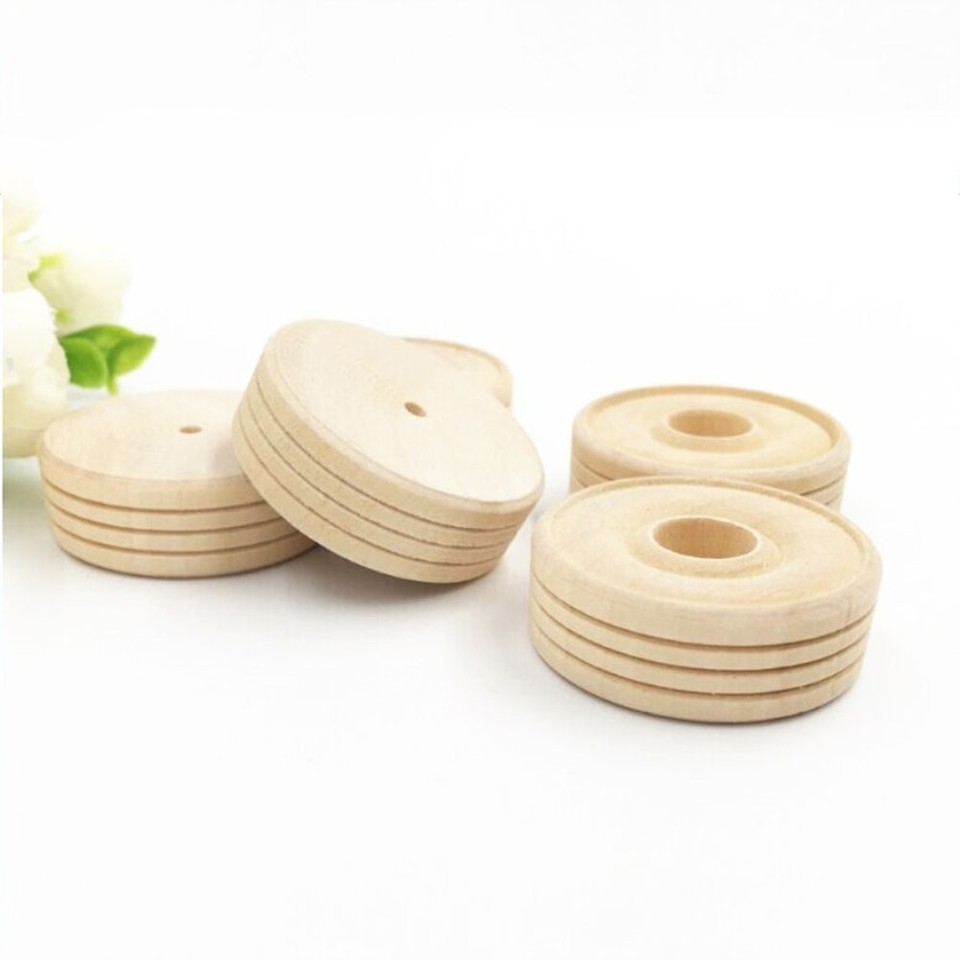 25 Pcs Painting Wheels Wooden Shapes Toy Car Small for Cart Mini Craft ...