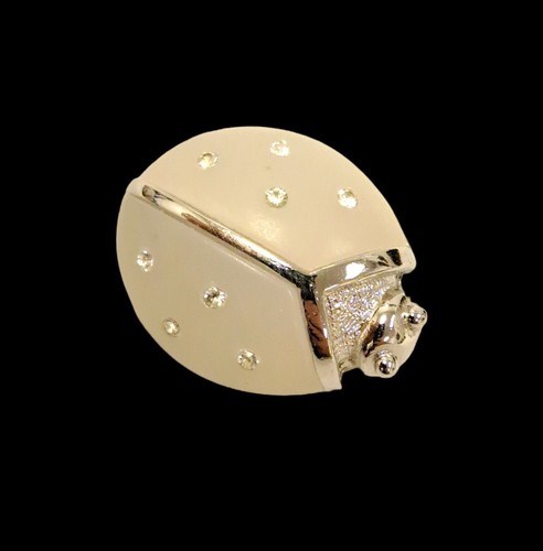Vintage Avon Frosted White Rhinestone Ladybug Brooch/Pin Animal Cute ...