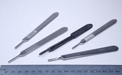 5x Surgical Knife Scalpel Handle #3 Stainless 4¾" Codman Pilling Jarit ...