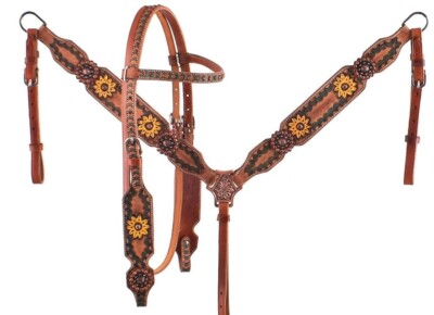 Leather Western Tack Set With Headstall ,Breast Collar and Reins. | eBay