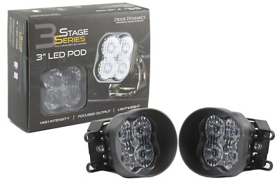 SS3 LED SAE/DOT Type B Fog Light Kit Max Fog Optic Diode Dynamics 8Year ...