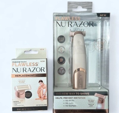 Flawless Nu 18K Gold Finishing Touch Rechargeable Razor and Replacement ...