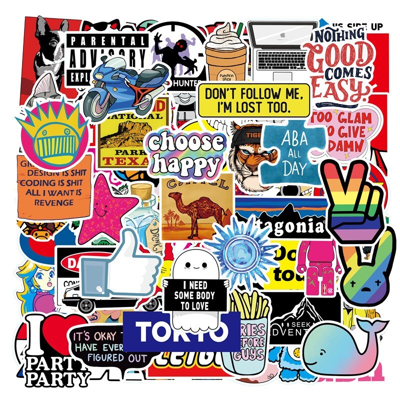 Lots of 200 Random Vinyl Laptop Skateboard Stickers Luggage Decals Dope ...