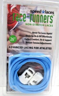26" LIGHT BLUE Speed Laces Race Runners Non Stretch Laces With Locks ...