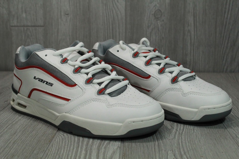 New Rare Vintage vans Steele 2004 White Leather Skate Shoes Mens Size ...