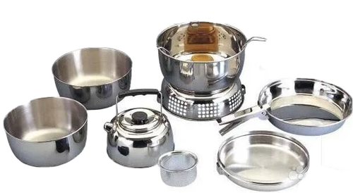 Alcohol Stove Camping Cook Set STAINLESS STEEL 10 Piece Metho Spirit ...